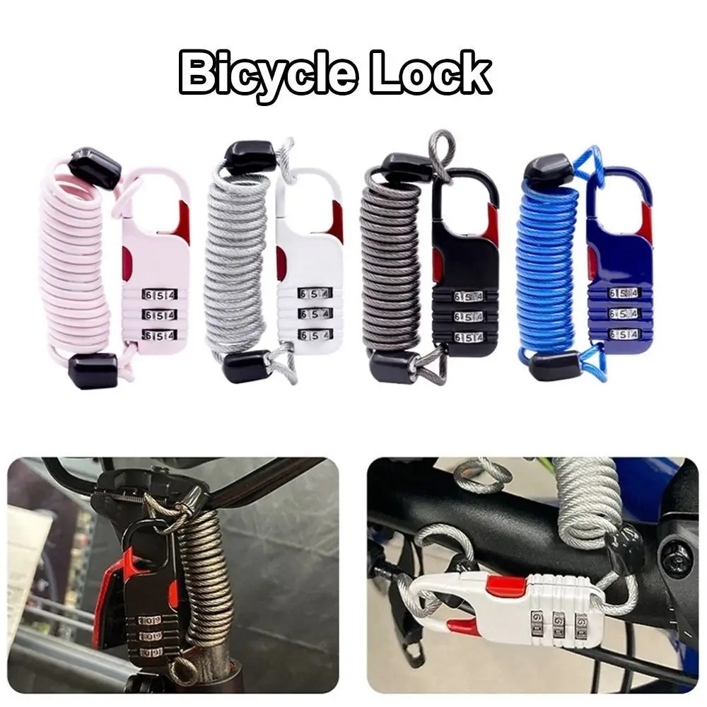 Zinc-Aluminum-Alloy-Bicycle-Lock-Blue-White-Black-Pink-Anti-Theft-Cable ...