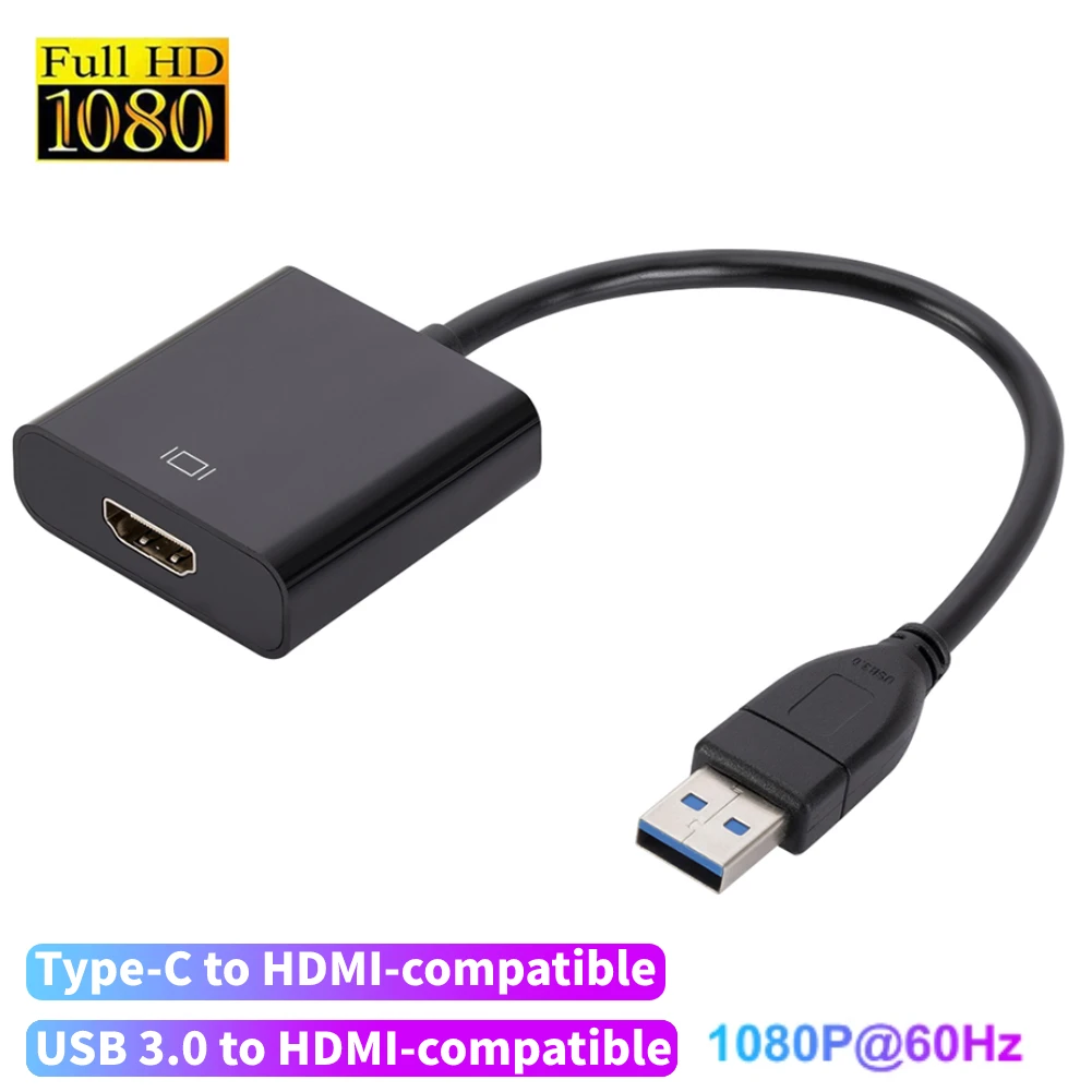 USB 3.0 HDMI 호환 어댑터 USB HDMI 변환기 USB C HDMI 케이블 4K 오디오 비디오 어댑터, MacBook Samsung Galaxy ...
