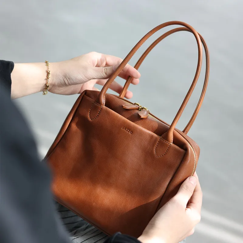 Women Casual Style Handbag Luxury Genuine Leather Small Size Zipper ...