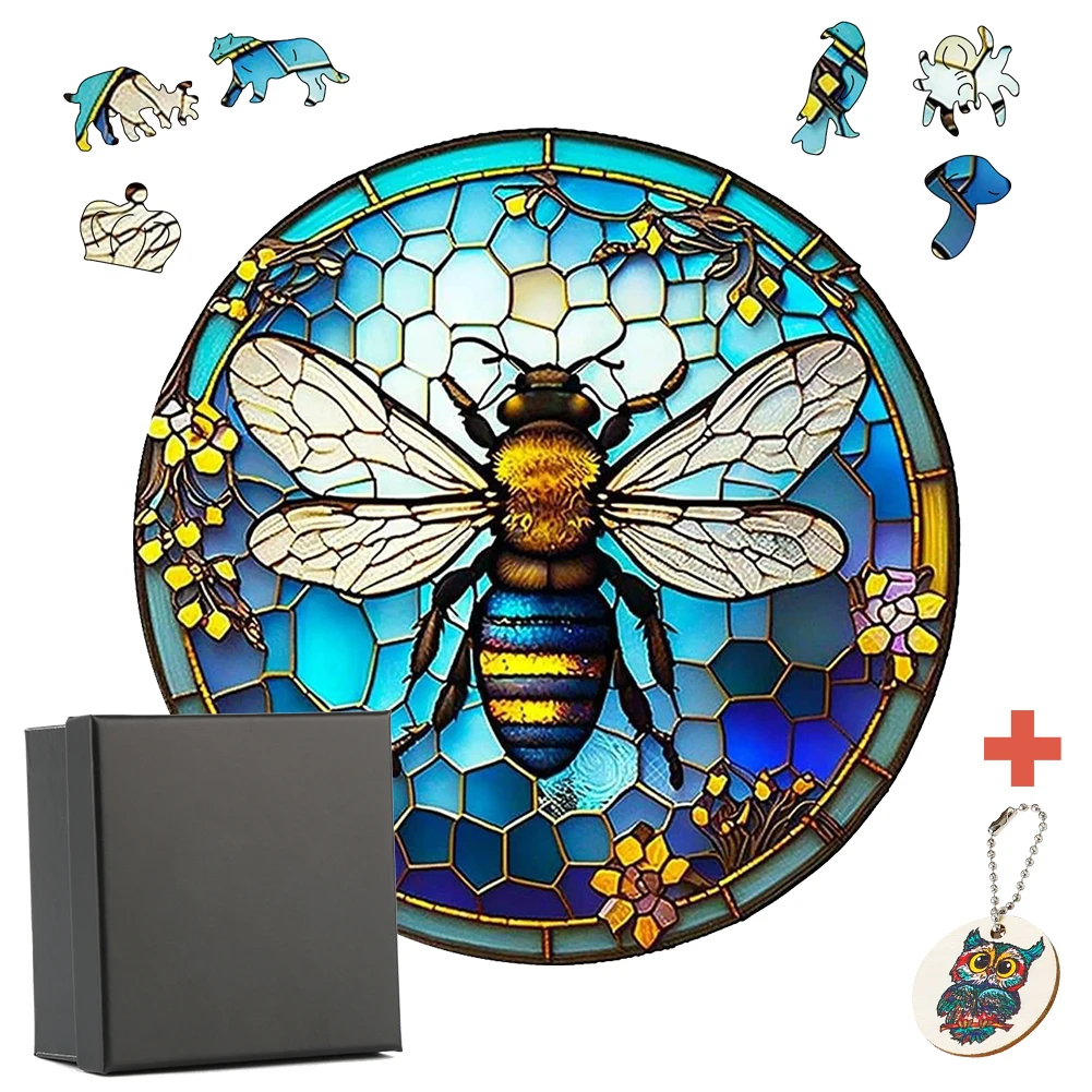 Round-Puzzle-Bee-Beautiful-Insect-Wooden-Jigsaw-Puzzle-Educational ...