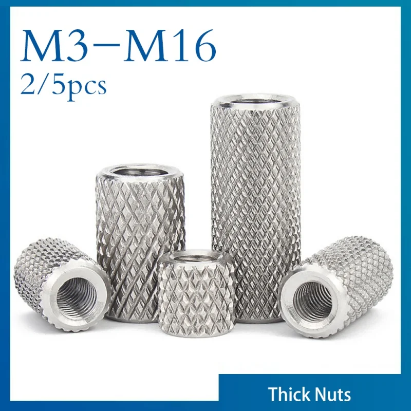 2-5pcs-Round-Knurled-Coupling-Nut-M3-M4-M5-M6-M8-M10-M16-Stainless ...