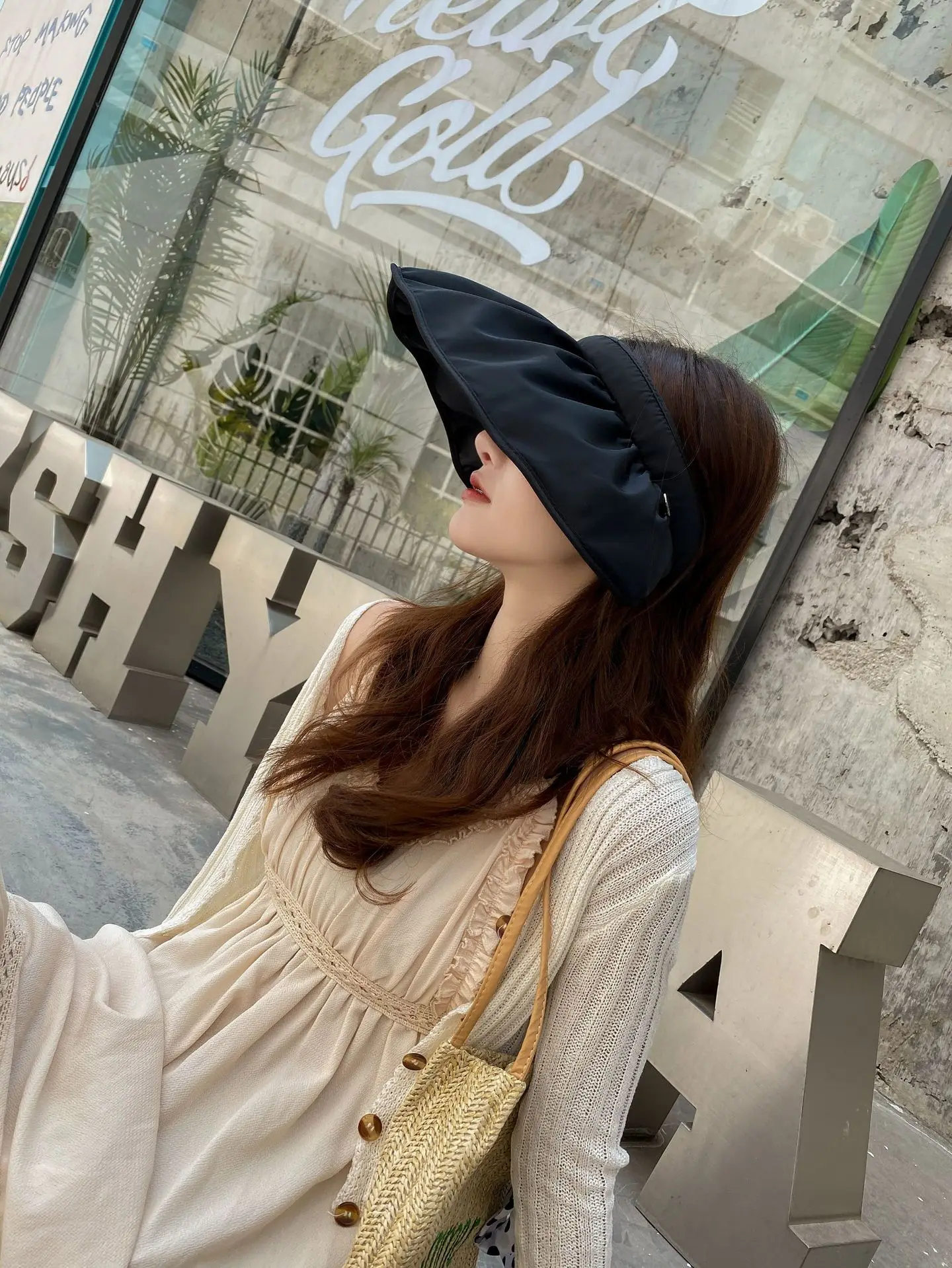 New Women's Sunshade Wide Brim Beach UV Protection Sun Hat Headband