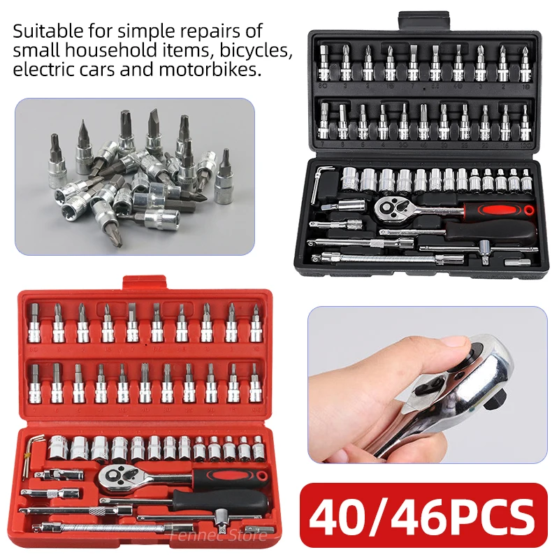 Wrench-Socket-Set-46-40-Pcs-Socket-Set-Screwdriver-and-Bit-Ratchet ...