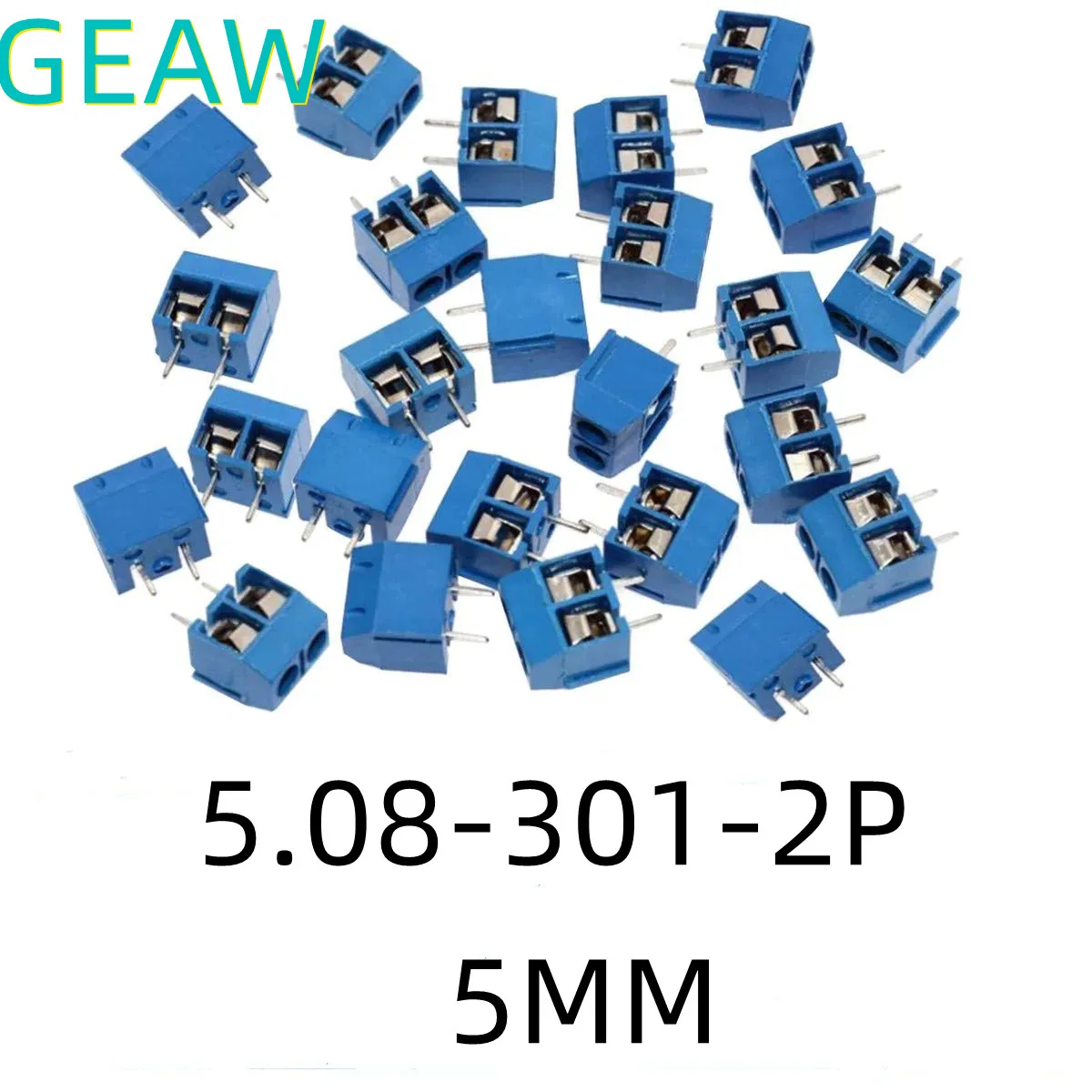 50pcs-Blue-5mm-Pitch-PCB-Mount-Screw-Terminal-Block-Connector-for ...