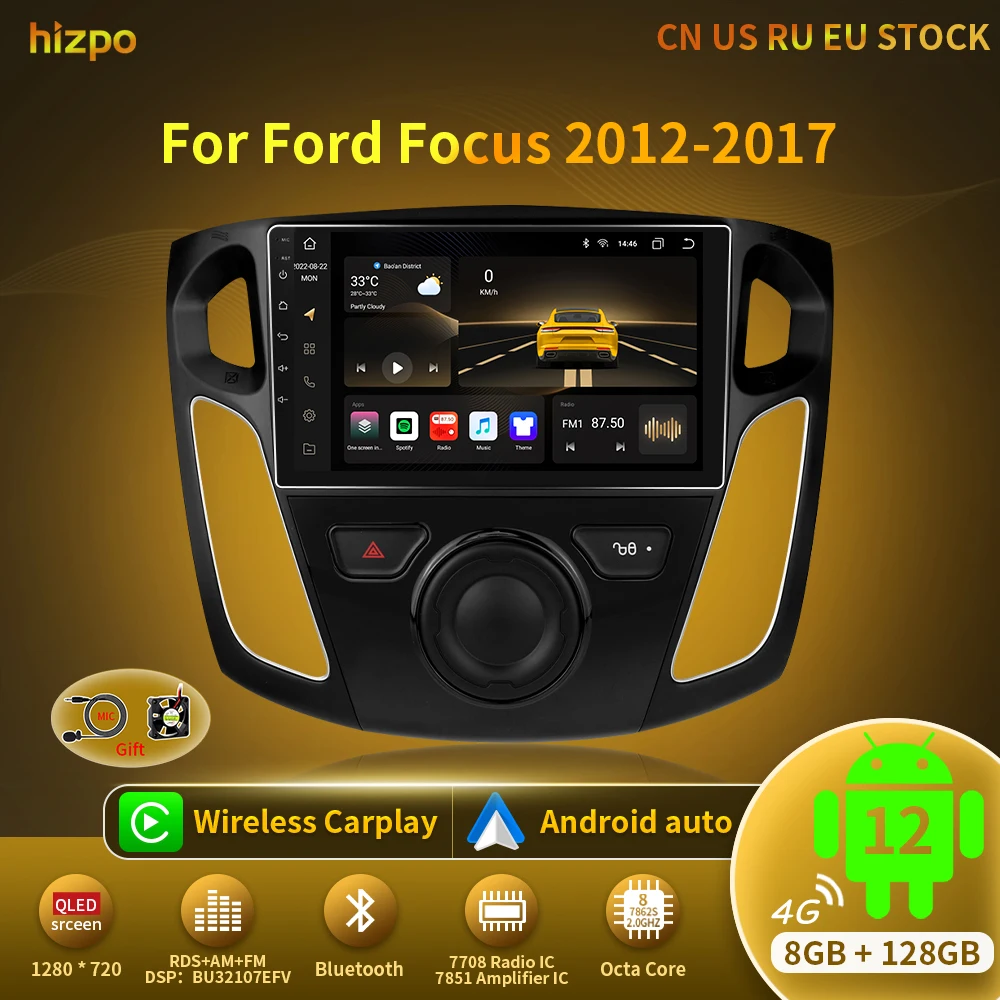 Hizpo Carplay Android 12 Auto Radio Multimedia Video Speler Voor Ford ...