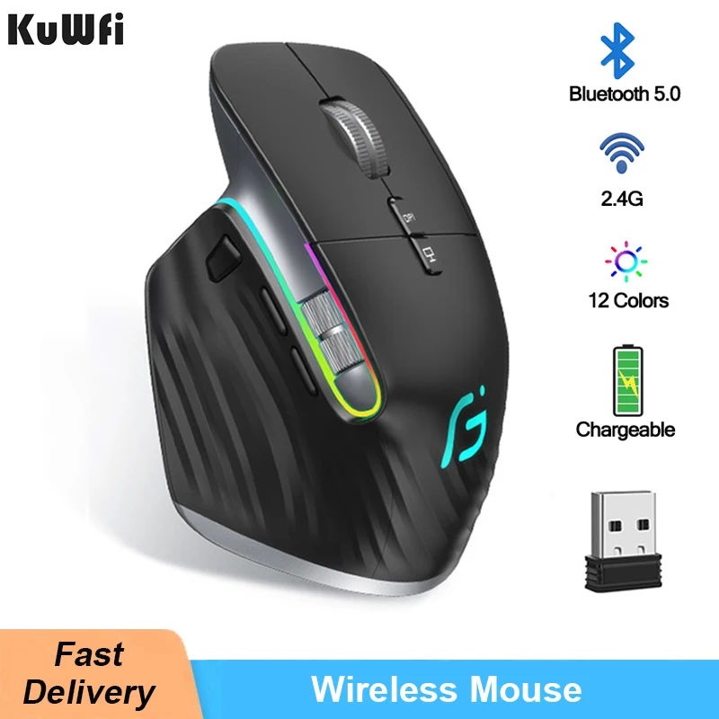 KuWFi-Mouse-Nirkabel-Bluetooth-5-0-2-4GHz-Dual-Mode-USB-Gaming-Mouse ...