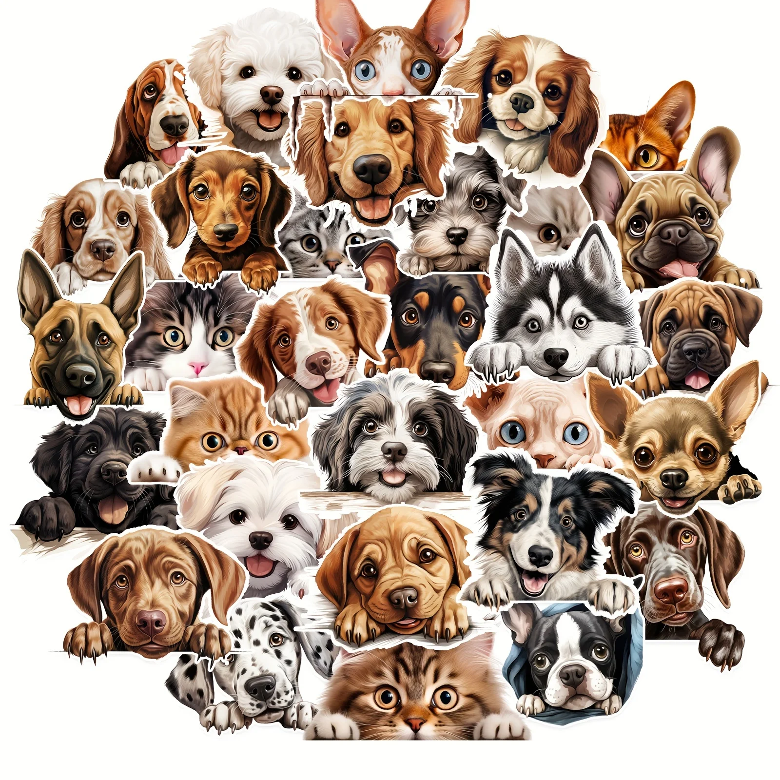 50pcs/Bag Fun Cat Dog Stickers,Waterproof, Be Suitable for Suitcase ...