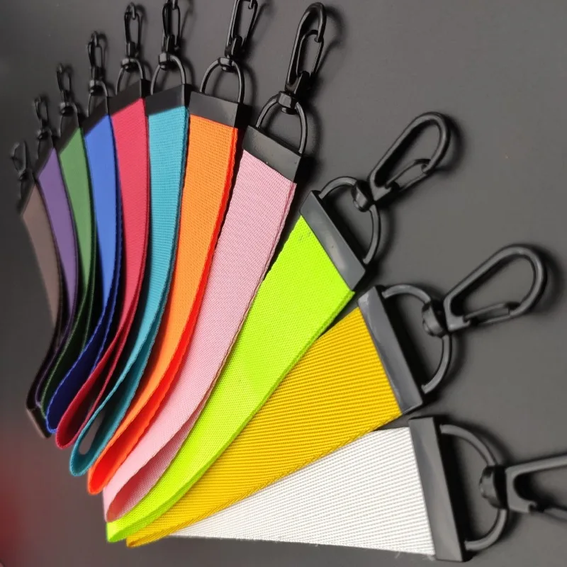 Custom LOGO Keychain Blank Solid Color Ribbon Personalize Text Bookbag ...