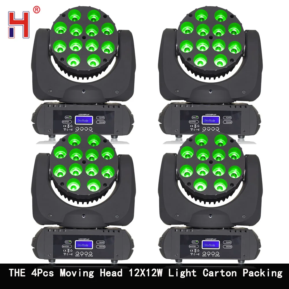 DJ Disco Moving Head Light DMX Wash 12X12W Quad 4In1 RGBW Colors Beam ...