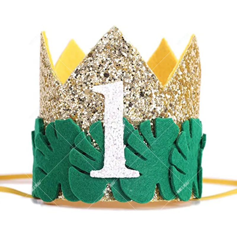 Jungle Theme Crown Leaf Sequin Crown Jungle Safari Birthday Party Decor ...