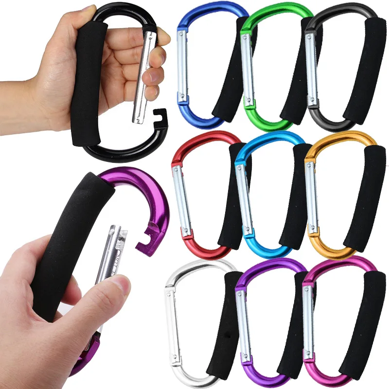 Large-Carabiner-Stroller-Hooks-Organizer-Aluminum-D-Ring-Spring-Snap ...