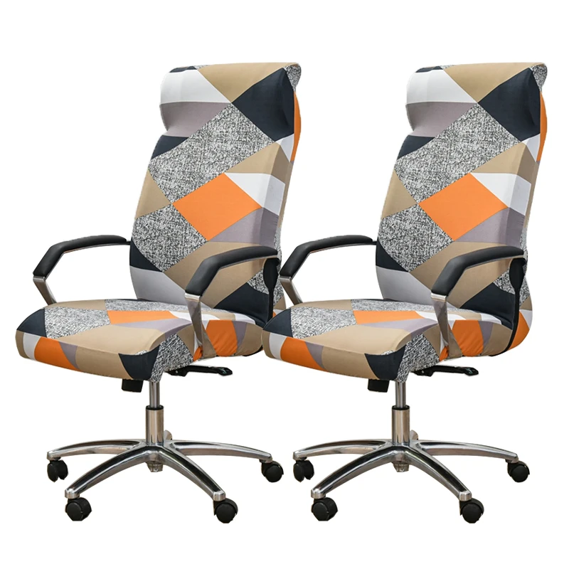 1PC Stretch Office Chair Cover Geometric Pattern Computer Office Chairs ...