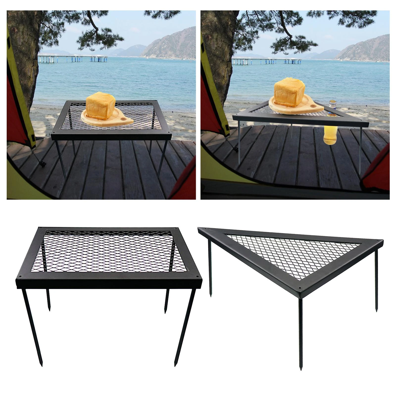 Outdoor Iron Metal Tables Portable Folding Grill Table Camping Cooking ...