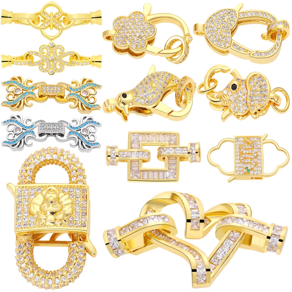 JUYA-Gold-Zirconia-Clasp-Hook-Fasteners-for-Bracelets-Silver-Pearls-for ...