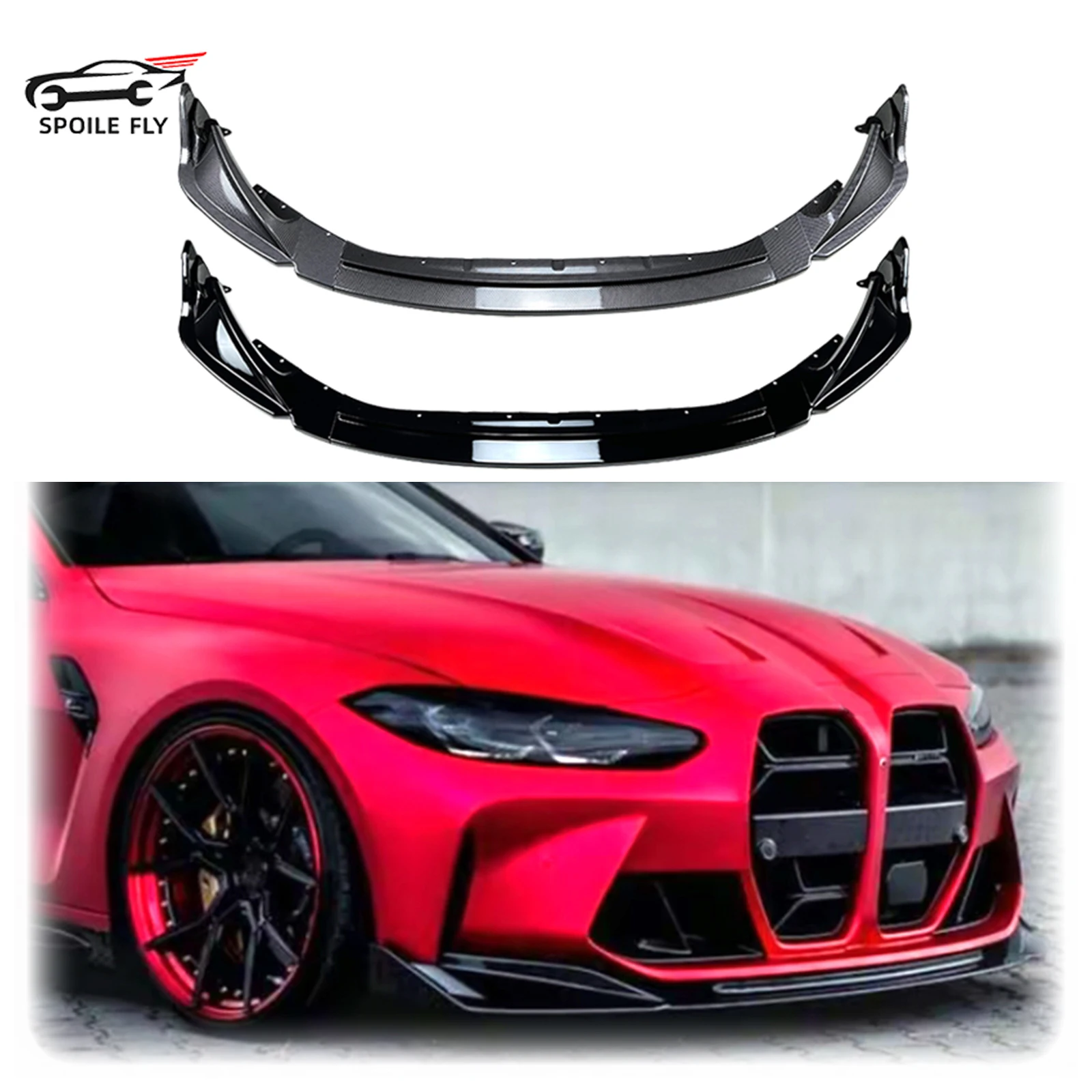 For-BMW-M3-G80-M4-G82-Front-Bumper-Spoiler-Lip-2021-2022-2023-Carbon ...