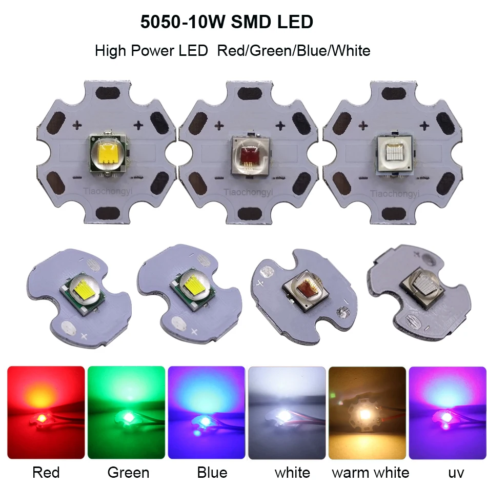 10W 5050 High power LED diode Red Green Blue white 3.2 3.6V UV For ...