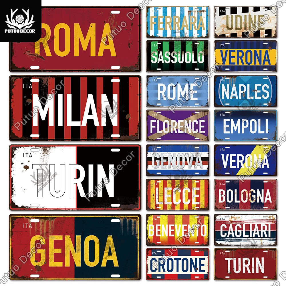 Putuo Decor Italy City Metal Sign Licenses Plate Plaque Tin Vintage ...