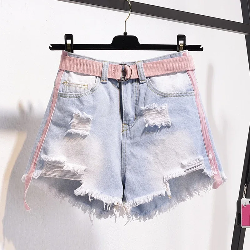 Women-Plus-Size-High-Waist-Ripped-Jeans-with-Pocket-Cute-Summer-Denim ...