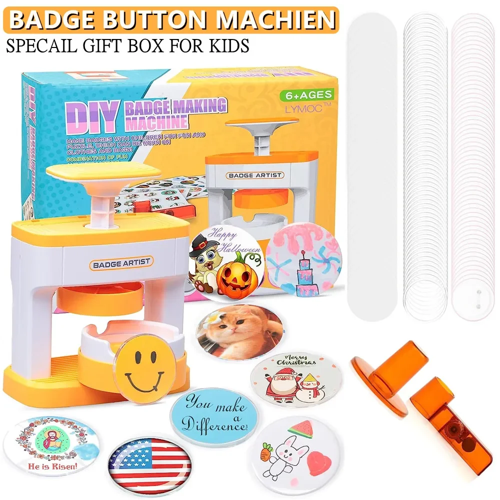 Kid Badge Button Maker Machine with 48Pcs Button Parts+Picture+Circle ...