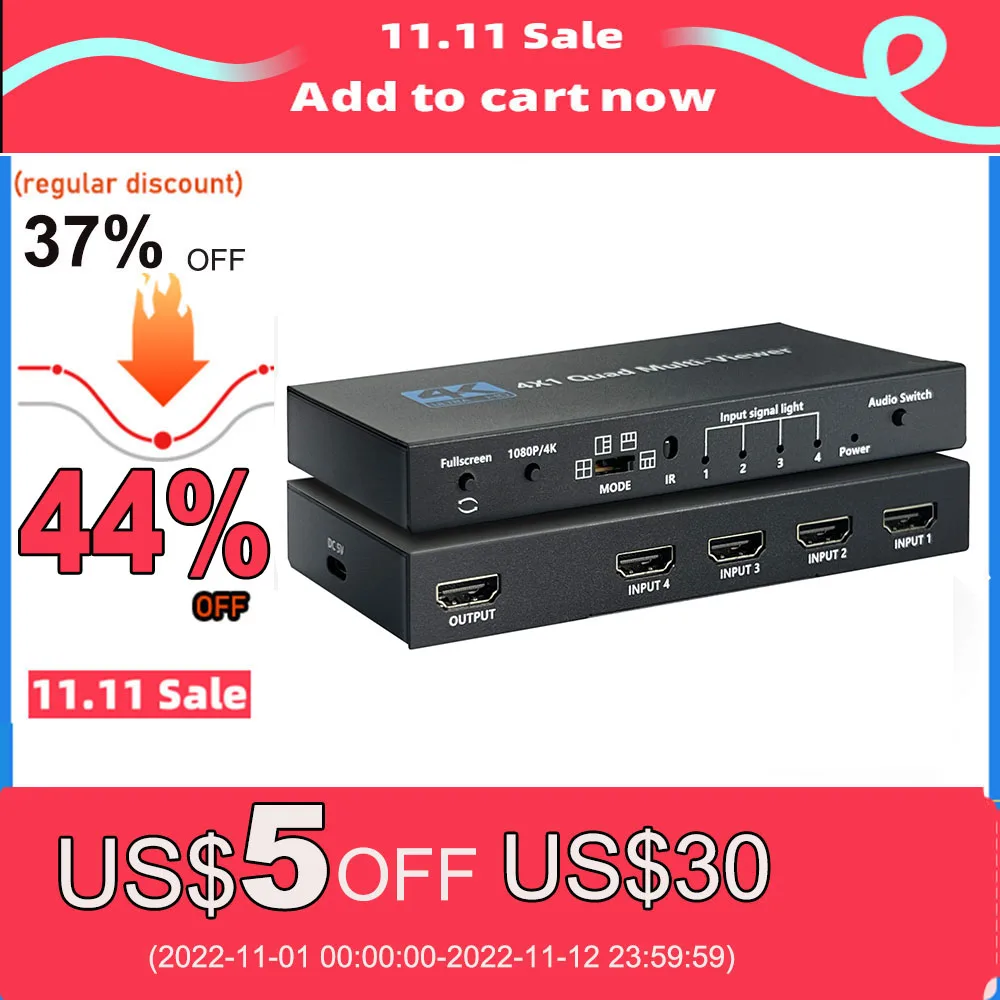 HDMI Multiviewer 4K 4X1 HDMI Quad Viewer 4 In 1 HDMI Multi viewer Mulus ...