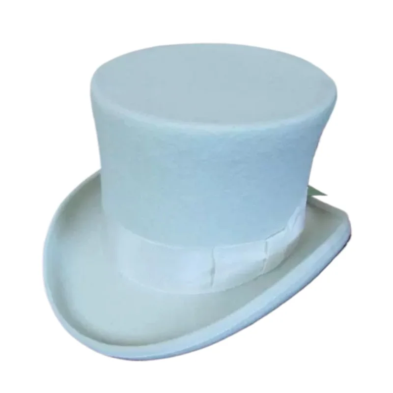 White-Wool-Felt-18cm-High-Top-Hat-Chimney-Pot-Stovepipe-Hats-Cylinder ...