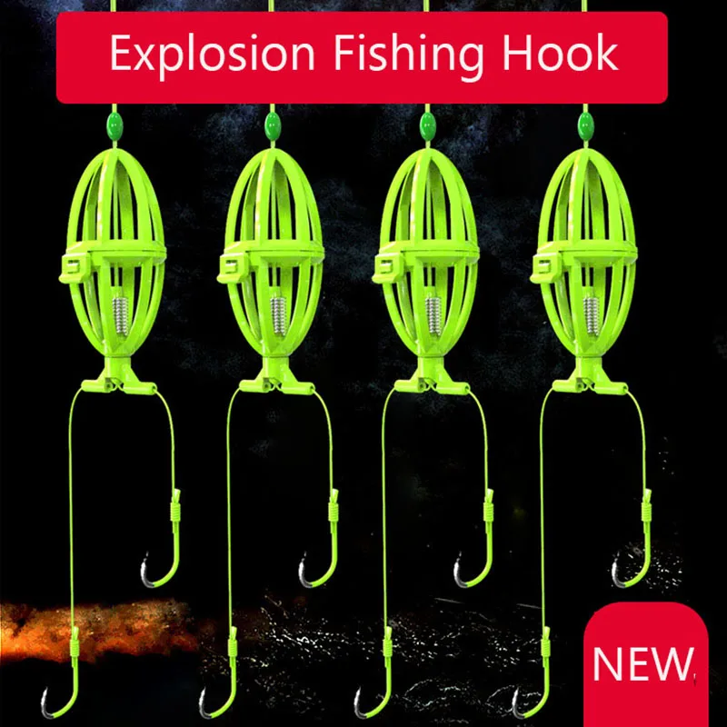 JIEXING 4Pcs/lot Explosion Fishing Hook silvercarp Fishing Lure Bait ...