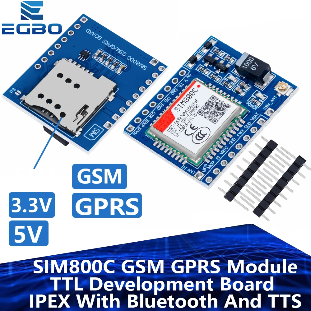 SIM800C GSM GPRS Módulo 5V/3.3V TTL Placa de Desenvolvimento IPEX Com Bluetooth E TTS Para ...