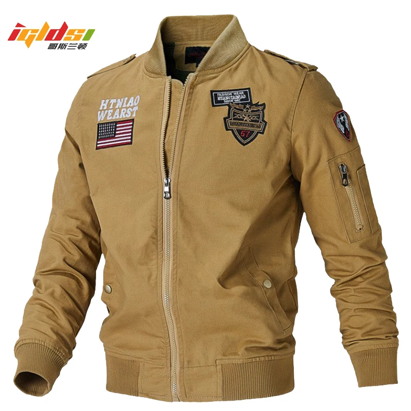 US Tactical Bomber Pilot Jacket Men Winter Army Military Motorcycle ...
