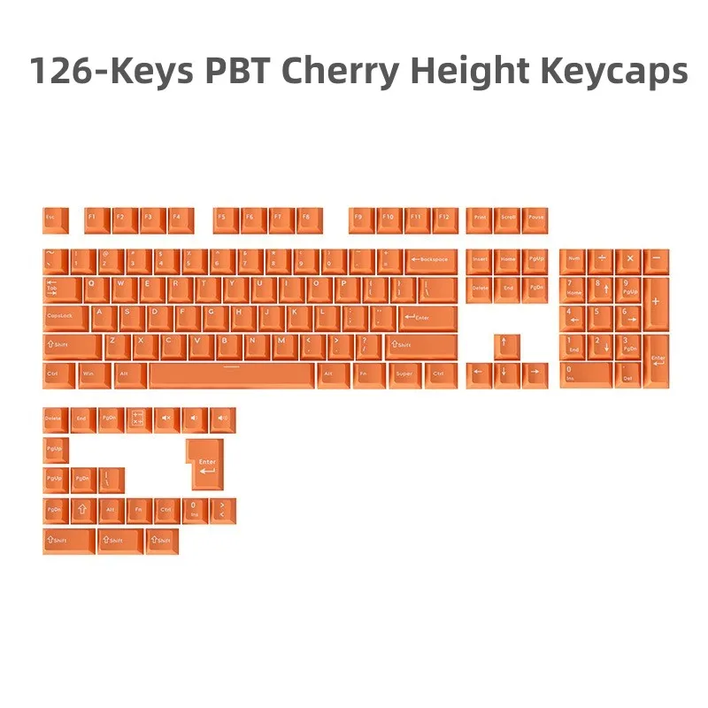 New-126-Key-PBT-Cherry-Height-Keycaps-Set-Profile-Custom-White-Blue ...