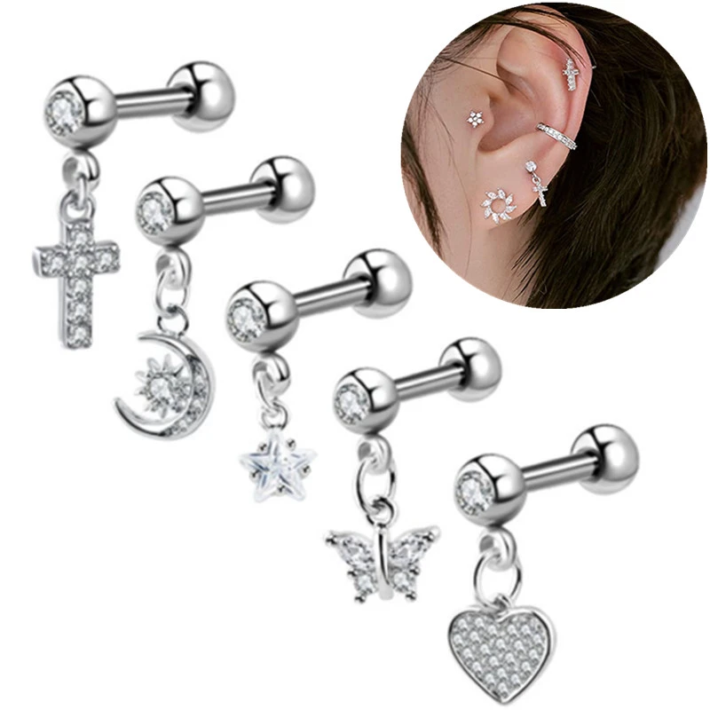 Tragus Piercing Earring Cross | Tragus Piercing Jewelry Cross - 1pcs ...