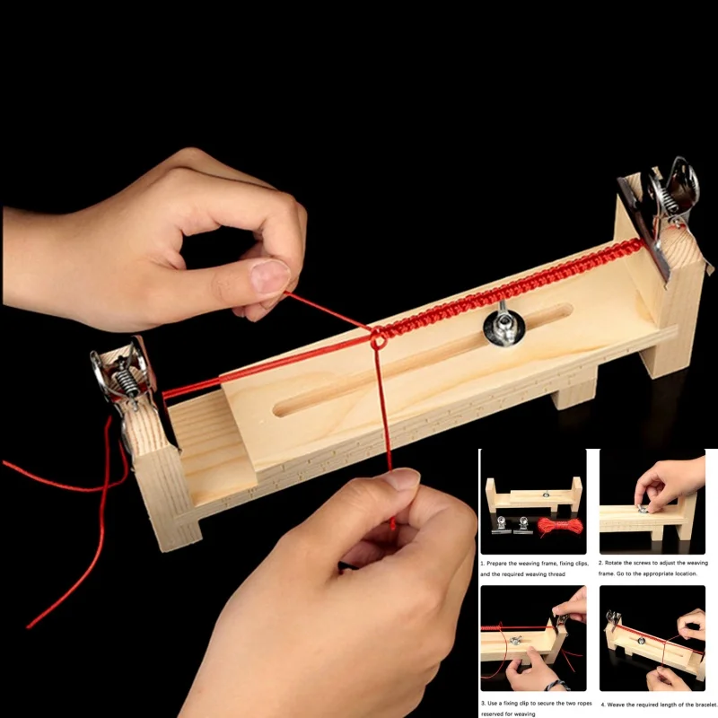 Diy-Bracelet-Red-Rope-Solid-Wood-Braiding-Frame-Handmade-Fixed-Tools ...