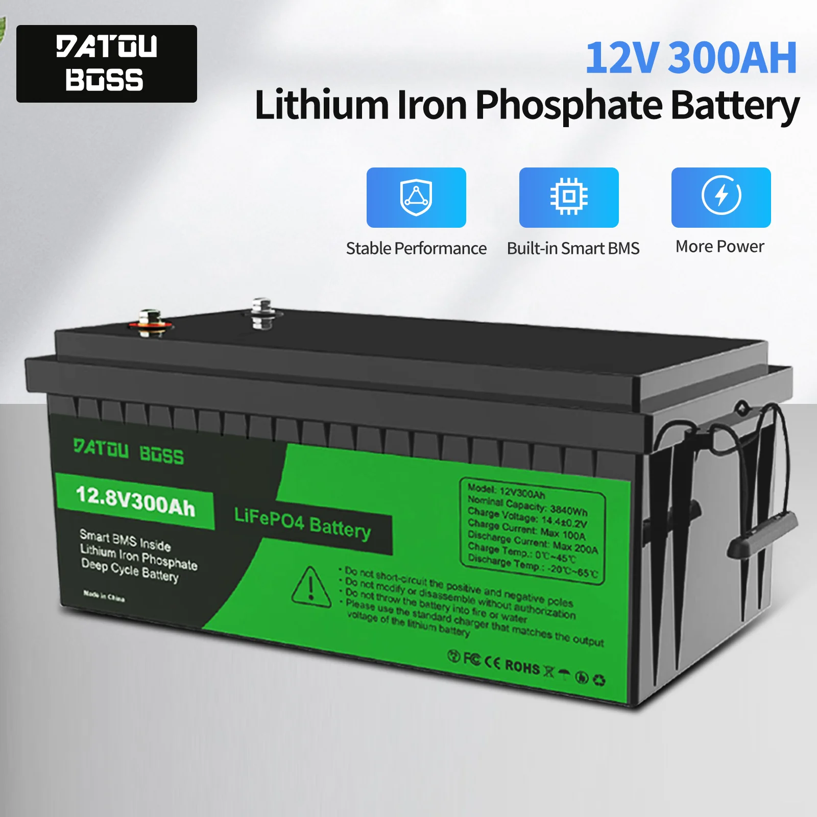 DATOUBOSS Lithium Battry 12V100A200A300A LiFePO4 battery rechargeable ...