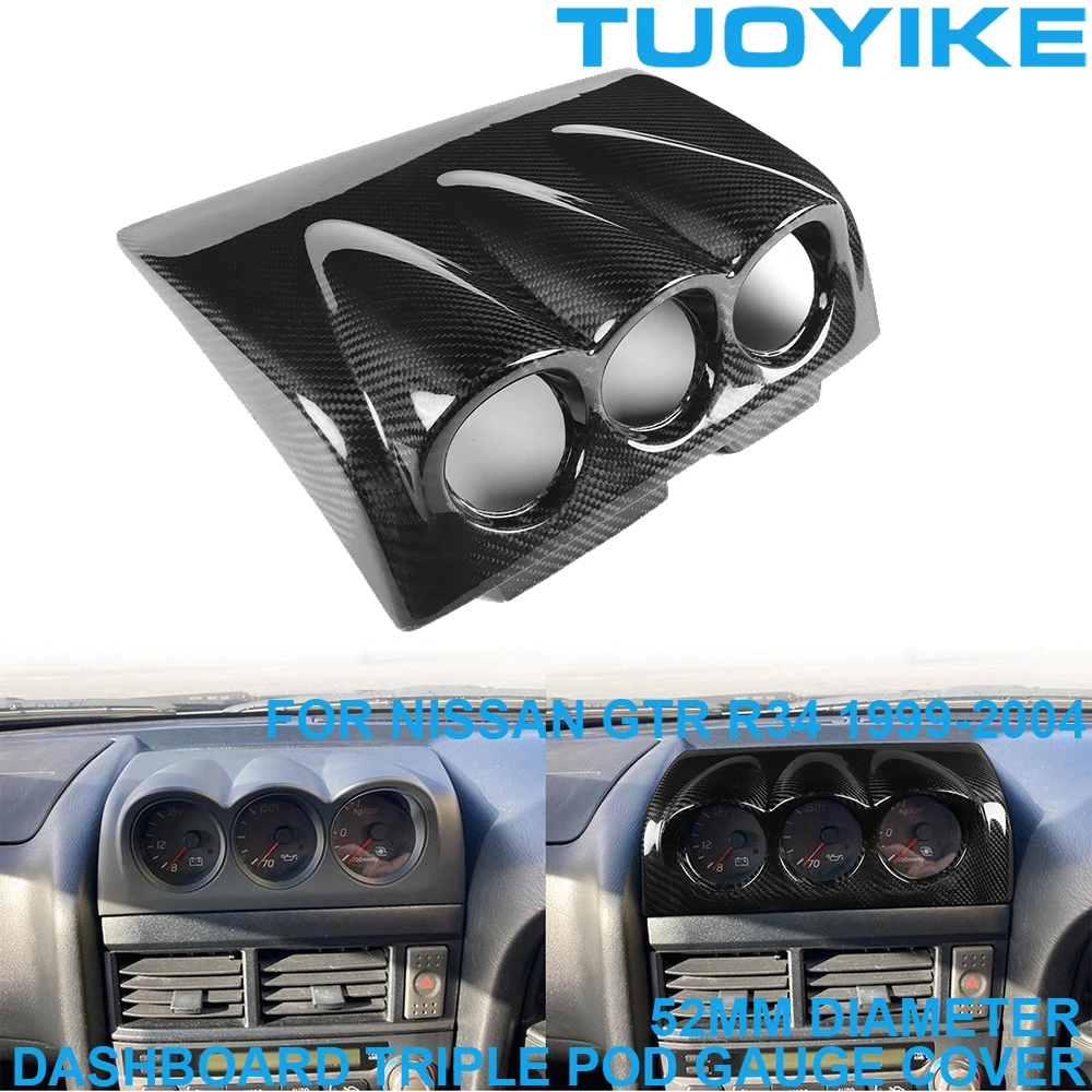 LHD-RHD-Car-Real-Carbon-Fiber-Dial-Dashboard-Triple-Pod-Gauge-Meter ...
