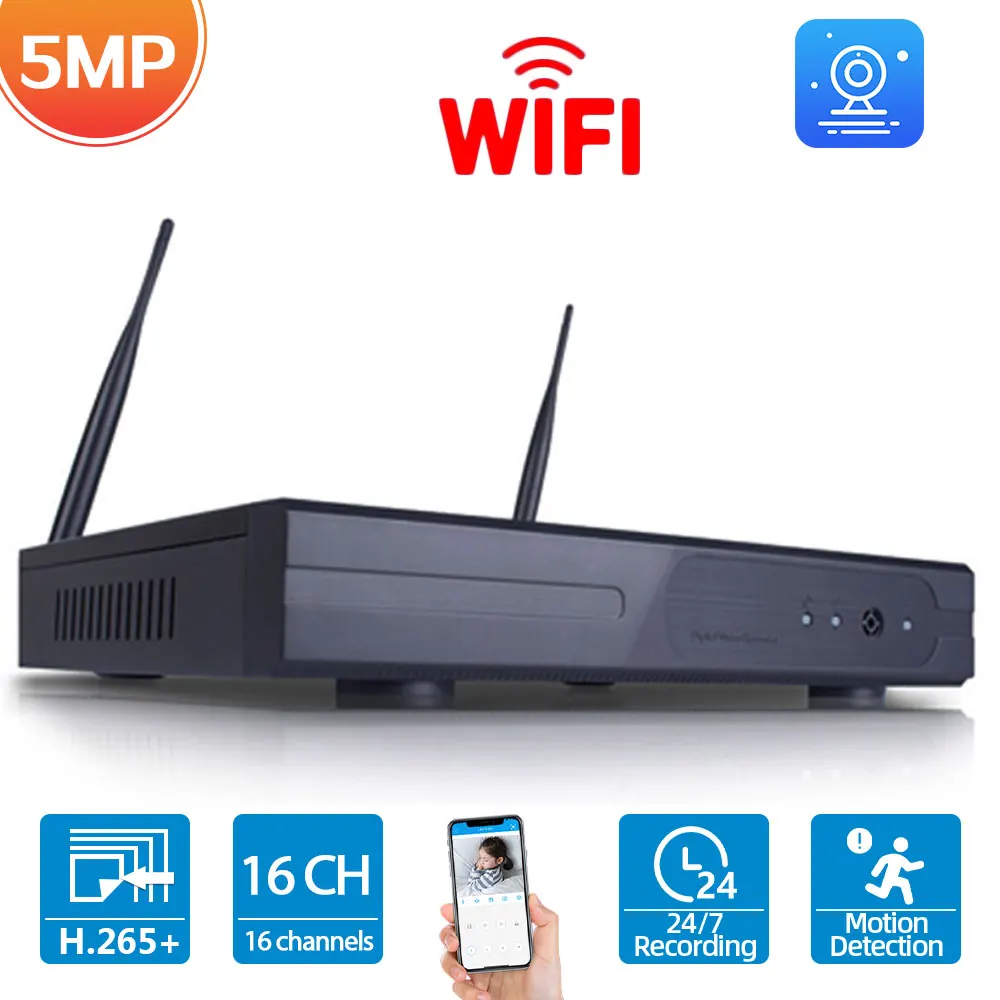 16CH-H-265-5MP-Wireless-NVR-Recorder-Wifi-CCTV-Camera-System-P2P-IP ...