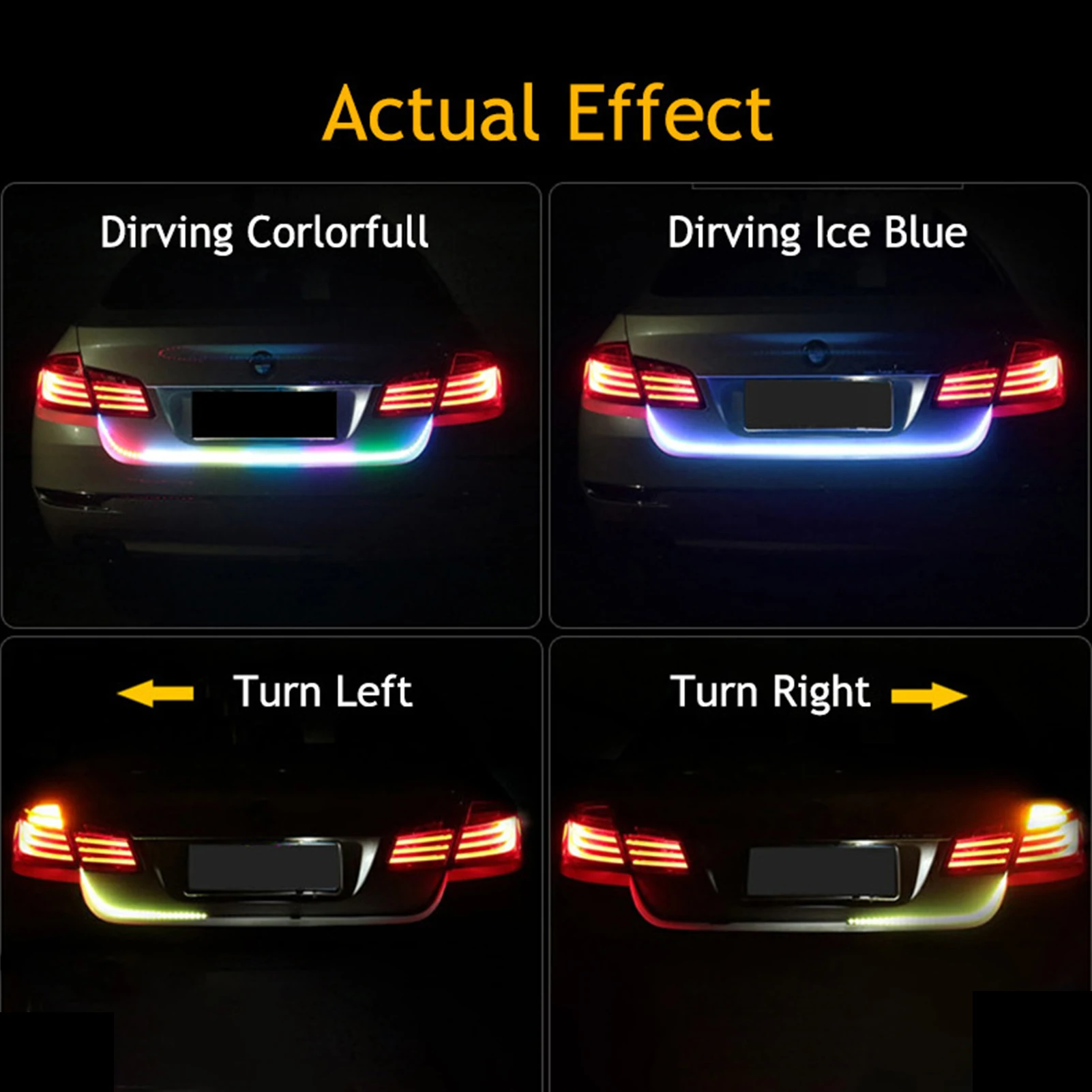 1.2/1.5m Led Car Trunk Tail Light Colorful 12v Led Turn Signal Light ...