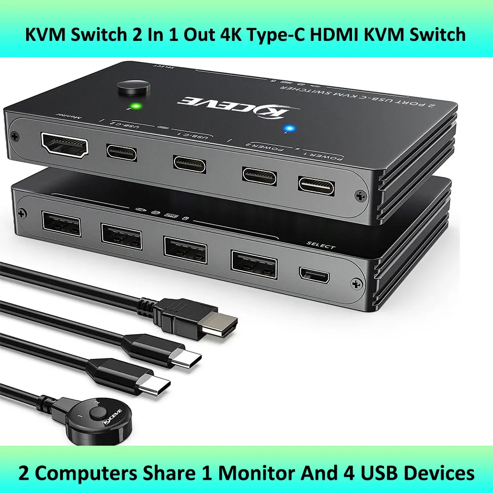 Interruptor-KVM-tipo-C-2-en-1-4K-60Hz-USB-compatible-con-carga-PD-para ...