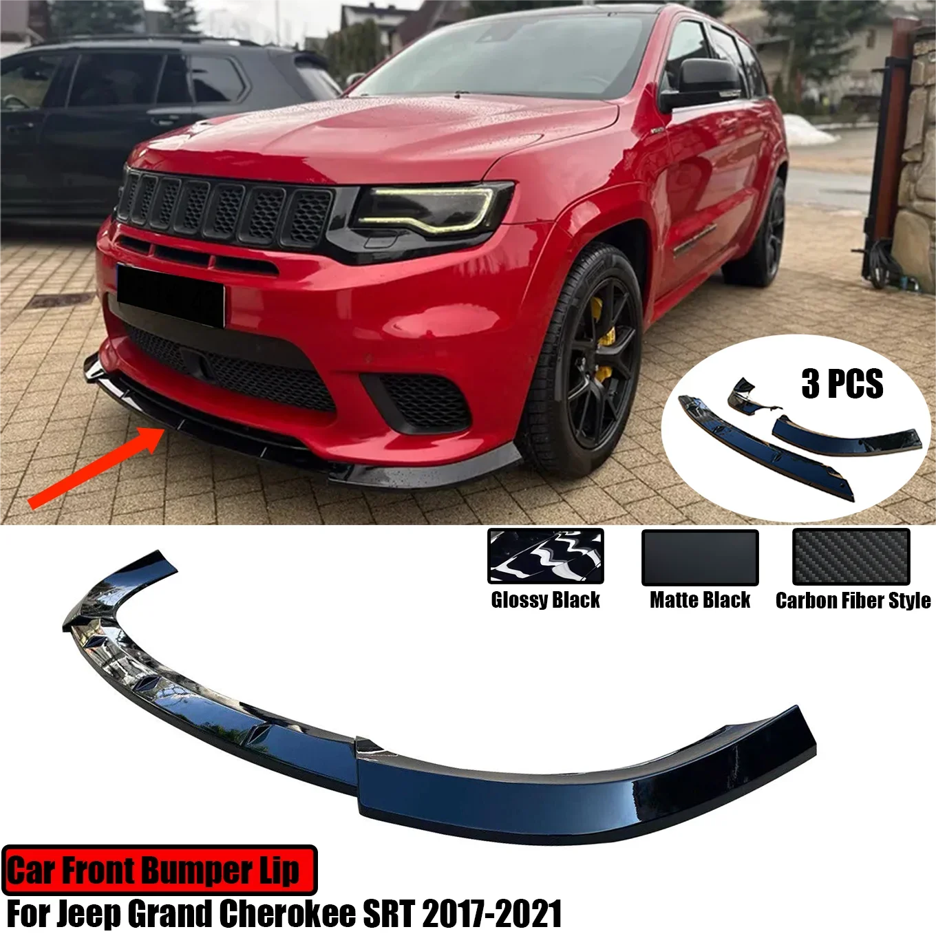 Car-Front-Bumper-Lip-For-Jeep-Grand-Cherokee-SRT-2017-2021-Spoiler ...