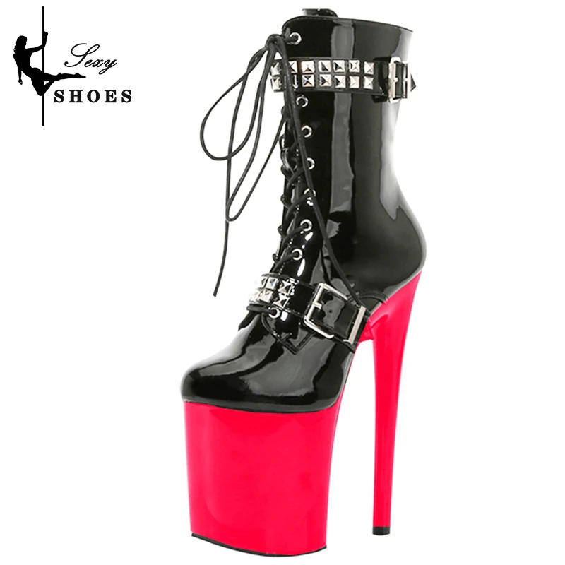 Women-s-Boot-8-Inch-High-Covered-Platform-Stripper-Heels-Ankle-Pole ...
