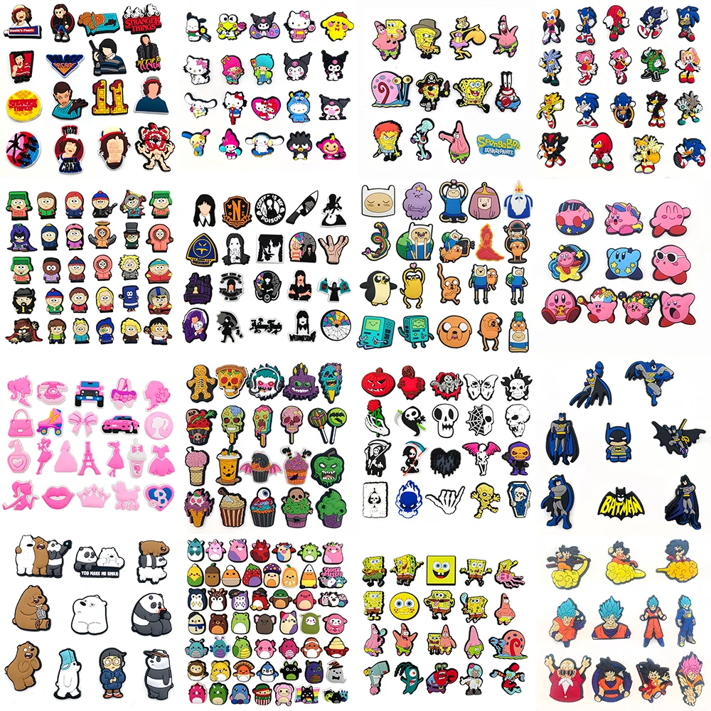 16 Set Cartoon Popular Characters Shoe Charms For Croc Charms PVC Shoe ...