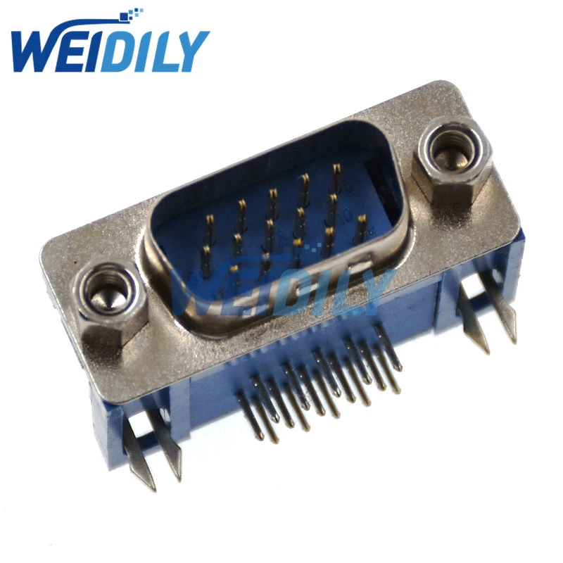 5PCS DB15 DR15 3Rows Blue Parallel Port 15 Pin D Sub Male 15 Way PCB 90 ...