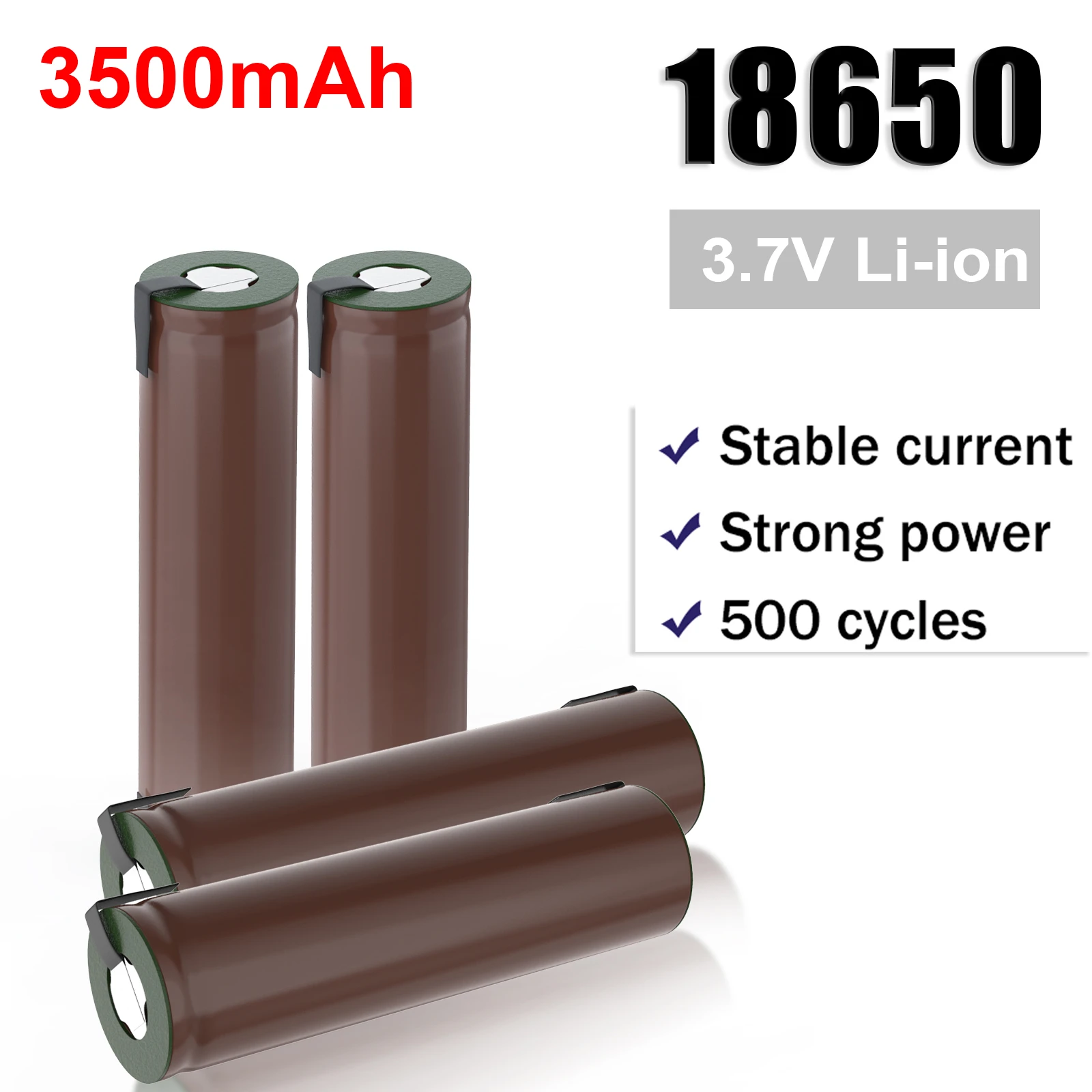 100% New 18650 3500mah Lithium Battery Rechargeable High Capacity 18650 ...