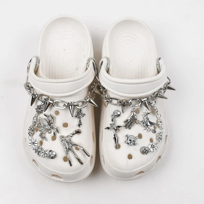 Vintage-rebite-sapato-encantos-para-Crocs-Punk-sapato-Studs-conjunto ...