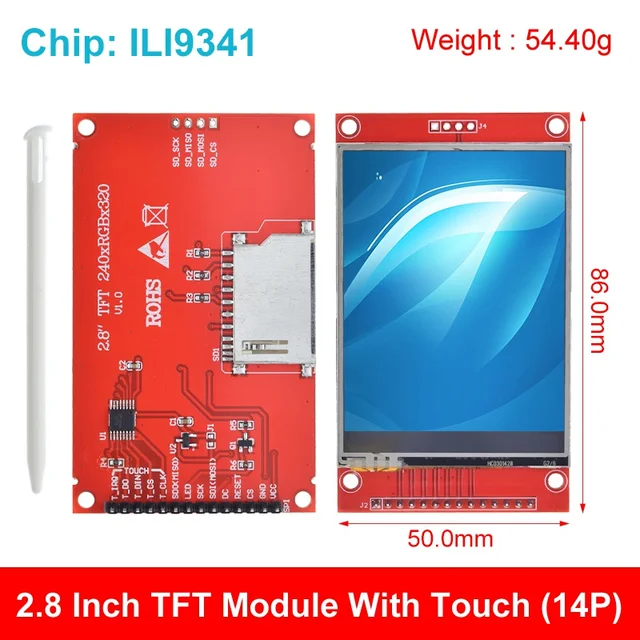 240x320 2.8" SPI TFT LCD Touch Panel Serial Port Module With PBC ILI9341 / ST7789V 2.8 Inch SPI ...