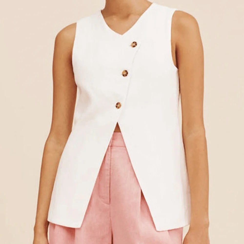 New Arrivals Women's Vest Solid Color Collarless Outer Wear Casual ...