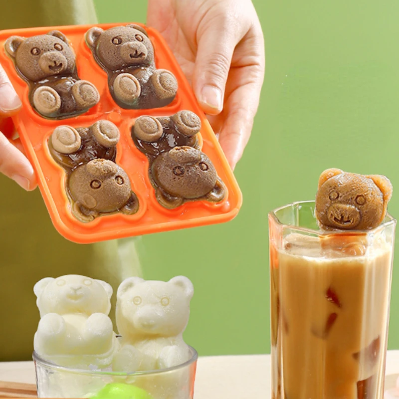 4-Grid-3D-Little-Teddy-Bear-Shape-Ice-Cube-Silicone-Mold-Little-Bear ...