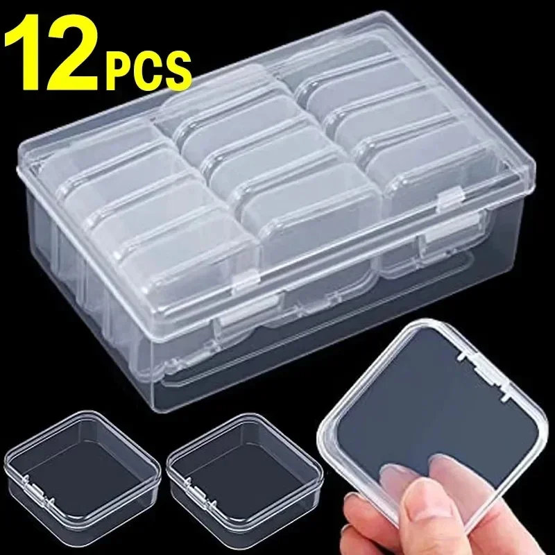 6-12Pcs-Mini-Storage-Boxes-Rectangle-Transparent-Plastic-Jewelry ...