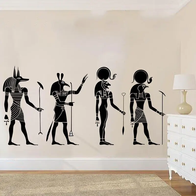 4Pcs Gods of Ancient Egypt Wall Sticker Bedroom Living Room God Anubis ...