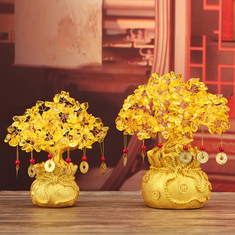Yellow-Crystal-Creative-Citrine-Lucky-Tree-Chinese-Feng-Shui-Money-Tree ...