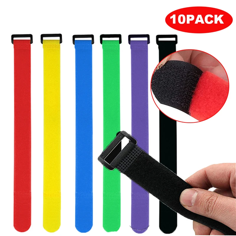 10Pcs 20mm Reusable Nylon Reverse Buckle Straps Hook Loop Fastener ...