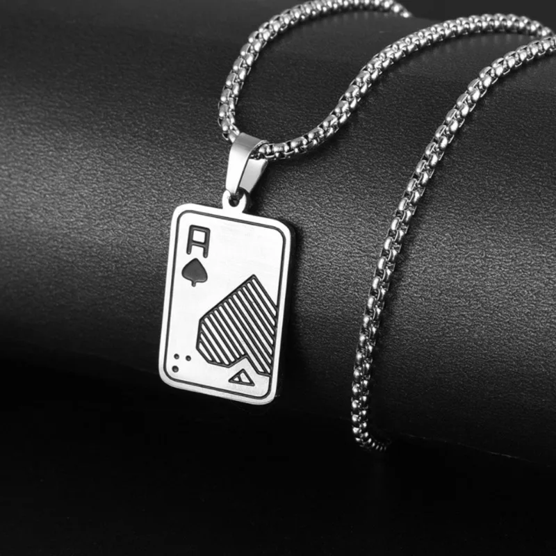 New-Hiphop-Rock-Stainless-Steel-Men-Necklace-Black-A-K-Playing-Card ...